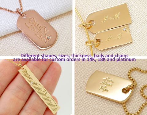 Personalized Dog Tag 14k Gold Custom Dog Tag Necklace Mens Daddy ...